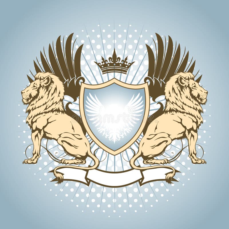 Heraldry shield with lion stock vector. Illustration of coat - 54891792