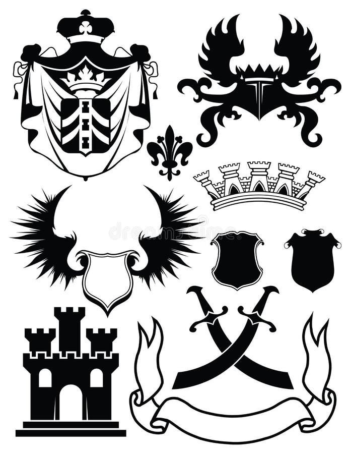Heraldry Vector Illustration Set Poster Template Stock Vector ...