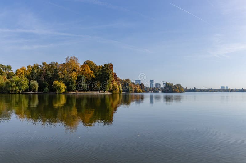 Herastrau Lake in the Fall stock photo. Image of bucharest - 266134122