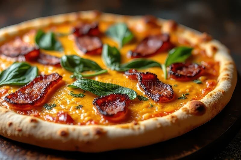 Herb Enhanced Gourmet Pizza Stock Illustration - Illustration of herb ...