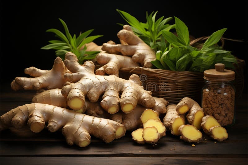 Herb Harmony Graphic Art Featuring Ginger Root, a Culinary Staple Stock ...