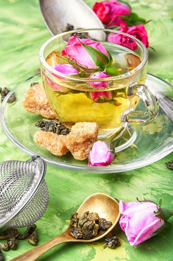 Herb Tea with Tea Rose Petals Stock Image - Image of herb, summer: 94407503