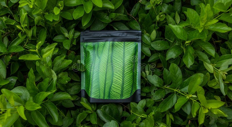 Herb-themed Packaging Nestled among Vibrant Green Leaves. the Intricate ...