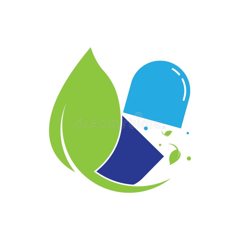 Herbal Capsule Pill Leaf Medicine Drug Logo Vector Stock Illustration ...