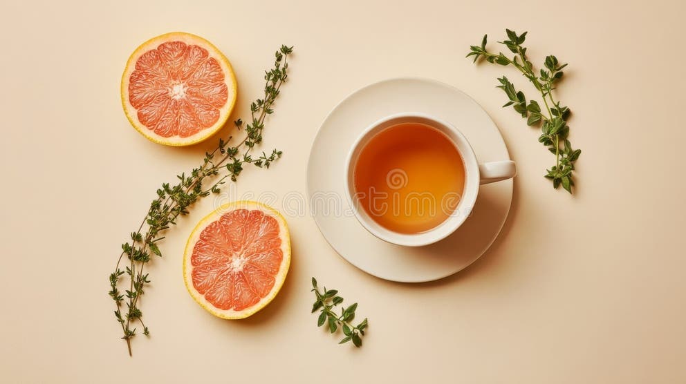 Herbal Citrus Tea with Aromatic Notes on a Soft Background Stock Photo ...