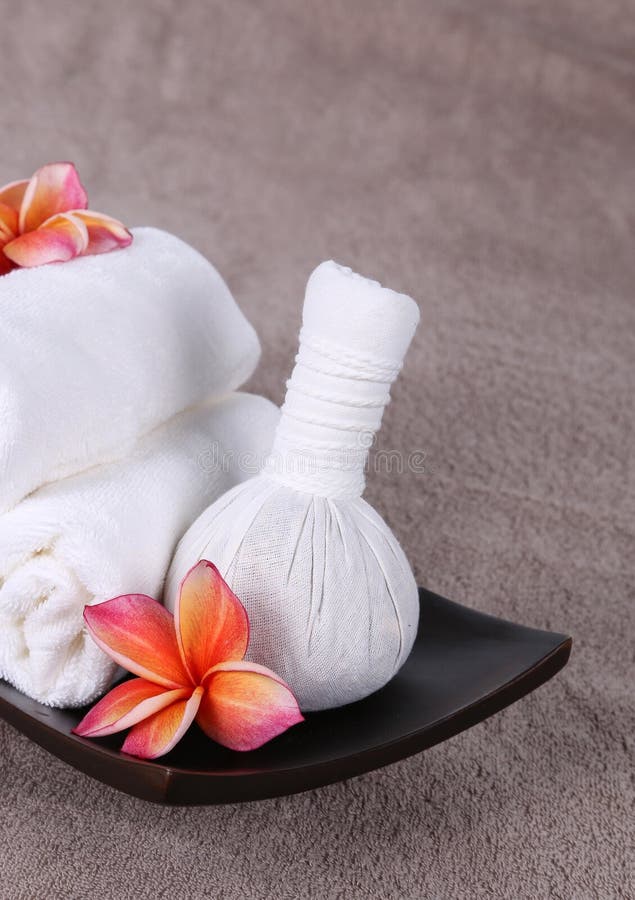 Herbal Compress Ball with Towel Stock Photo - Image of closeup ...