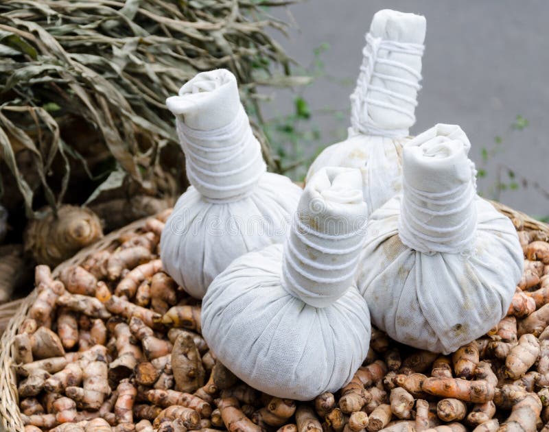 Herbal Compress Balls for the Treatment with Turmeric. Stock Image ...
