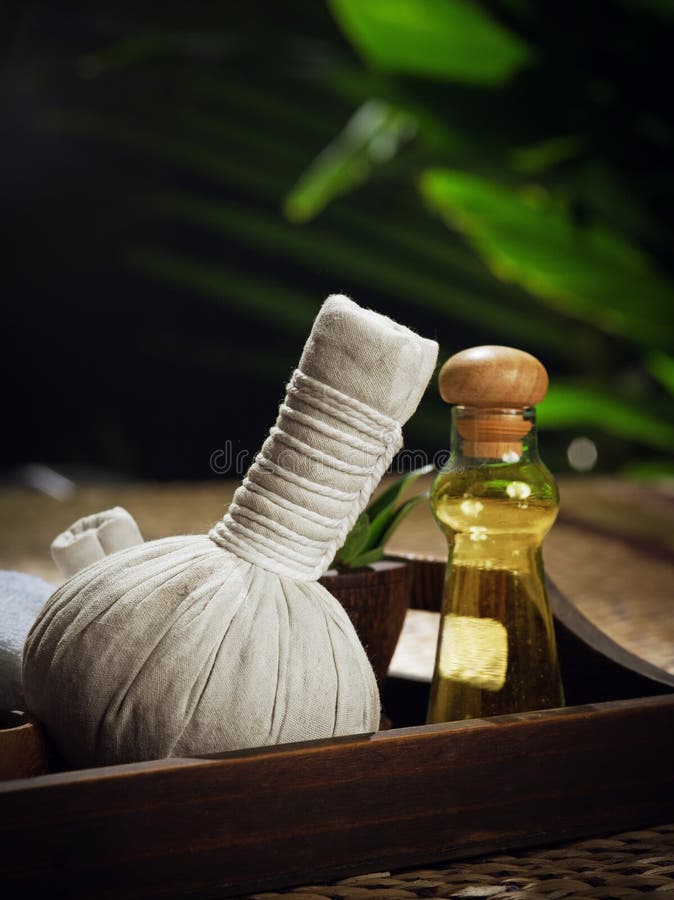 Herbal Compresses on Color Back. Stock Photo - Image of compress ...