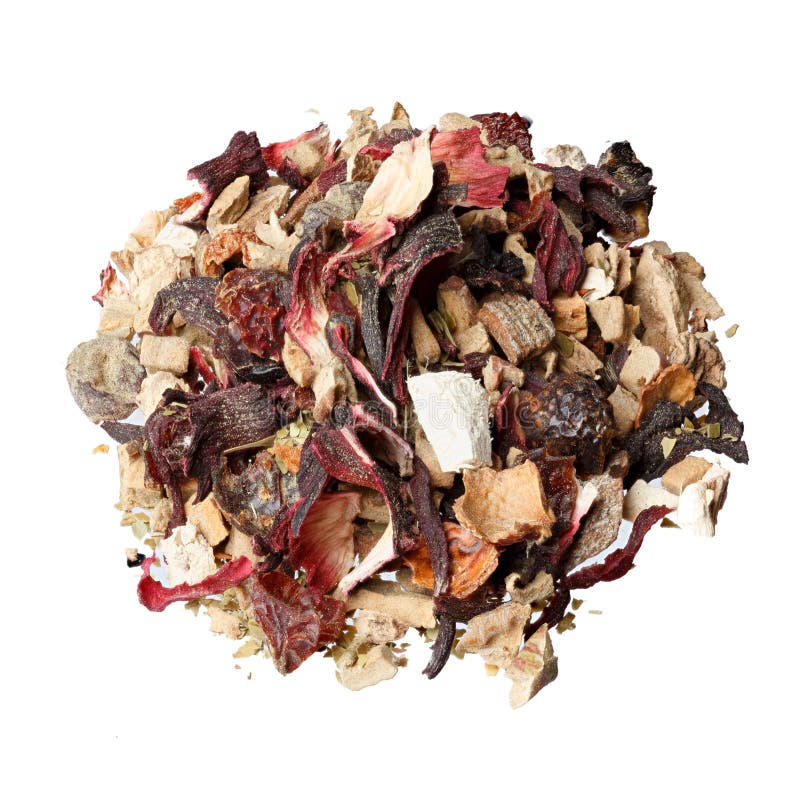 Herbal Floral Fruit Tea Close-up, Isolated on White. Stock Photo ...