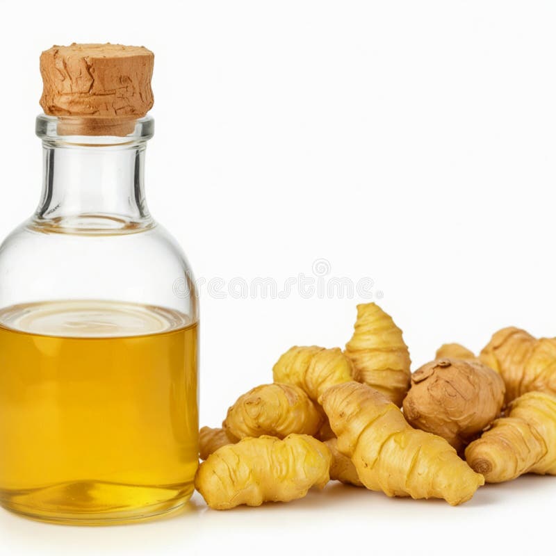 Herbal Ginger with Extract Oil, Isolated on White Background Stock ...