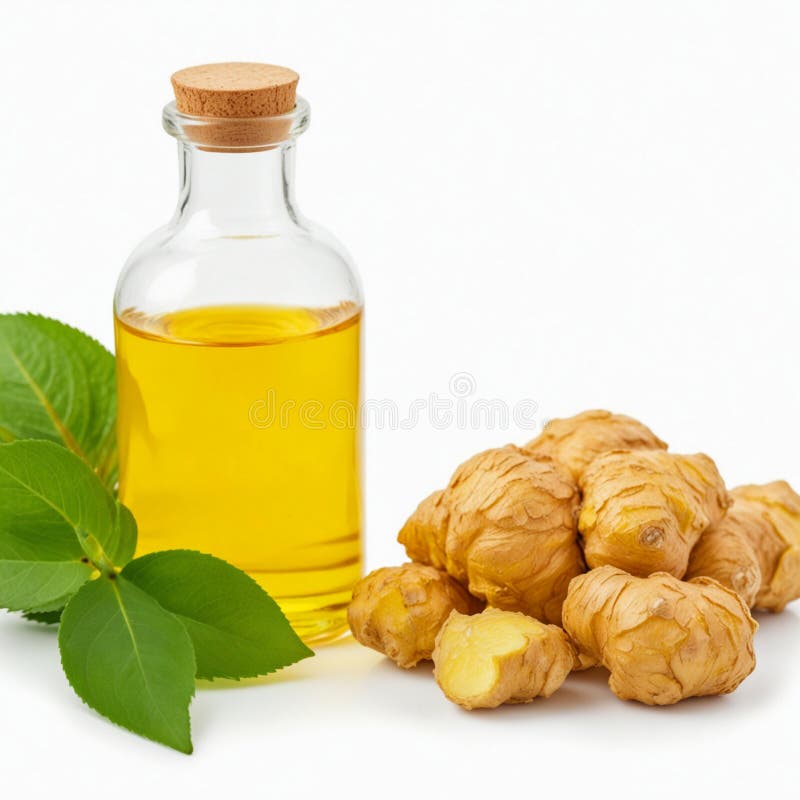 Herbal Ginger with Extract Oil, Isolated on White Background Stock ...