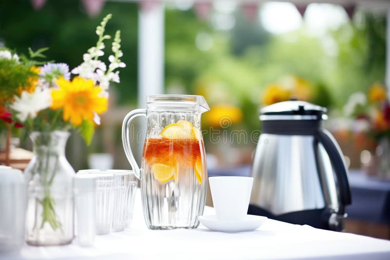 Herbal Iced Tea Pitcher Amidst a Garden Party Setup Stock Photo - Image ...