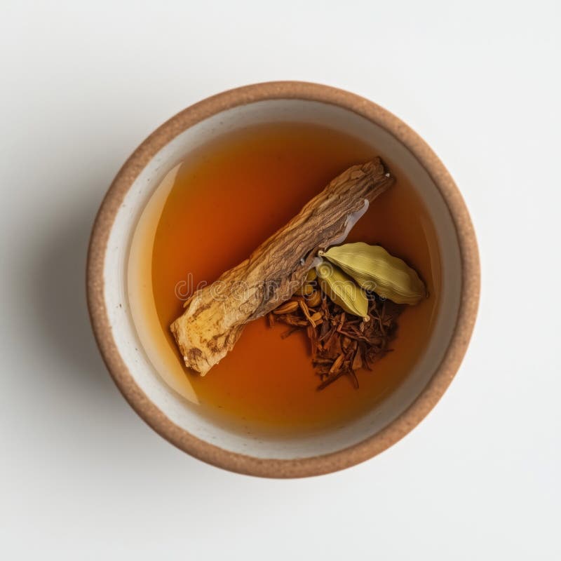 Herbal Infusion in Ceramic Cup with Cardamom and Root Herbs on Light ...