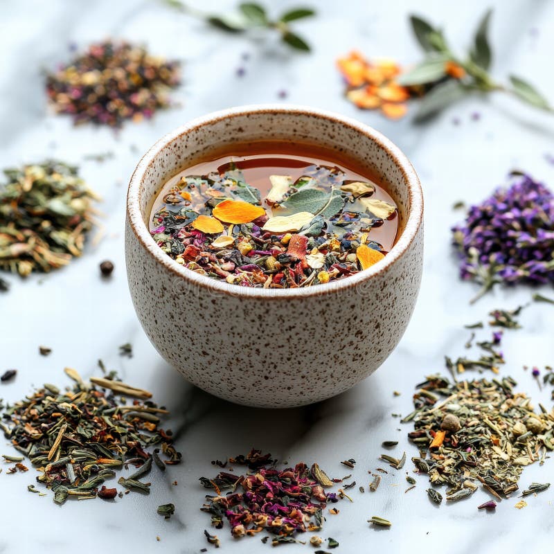 Herbal Infusion with Flowers and Leaves. Stock Illustration ...