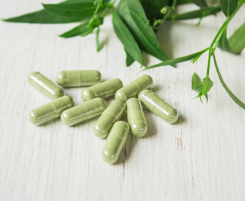 Herbal Medicine in Capsules. Stock Image - Image of capsule, glass ...