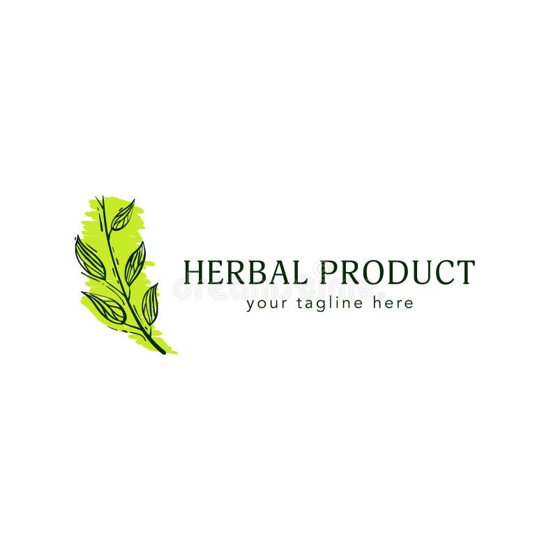 Herbal Nature Product Logo with Doodle Hand Drawing Icon Stock Vector ...