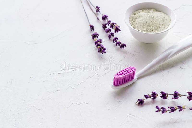 Herbal Organic Tooth Powder with Toothbrush Close Up Stock Image ...