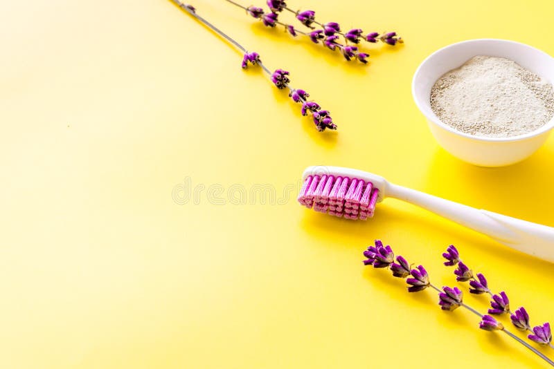 Herbal Organic Tooth Powder with Toothbrush Close Up Stock Image ...