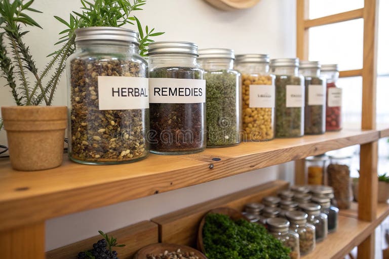 Herbal Remedy Selection stock illustration. Illustration of mustard ...