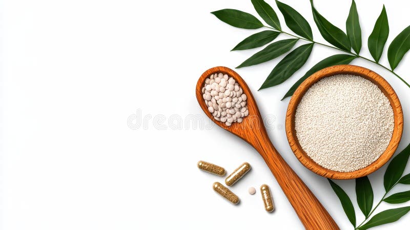 Herbal Supplements and Natural Ingredients on White Background Stock ...