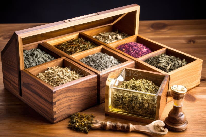 Herbal Tea Assortment in Wooden Box Stock Photo - Image of relaxation ...