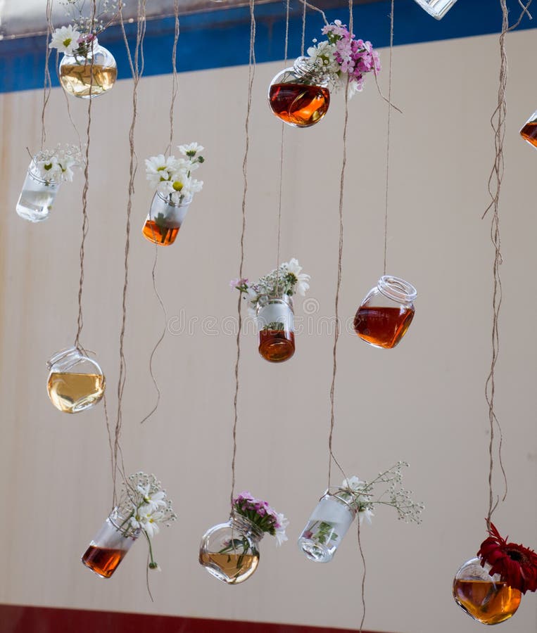 Herbal Tea Bottles Hanging on Strings Stock Image - Image of infusion ...