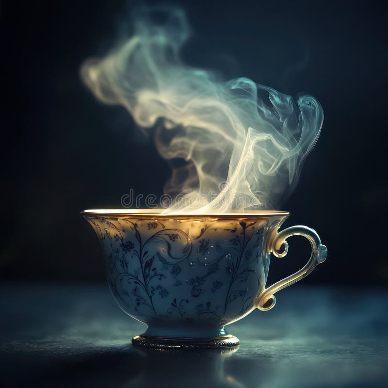 Herbal Tea Cup with Steam Swirl Stock Image - Image of lighting, light ...