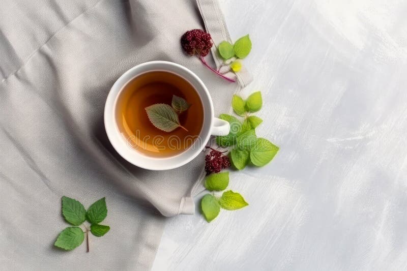 Herbal Tea in a Cup. Top View, Copy Space Stock Illustration ...