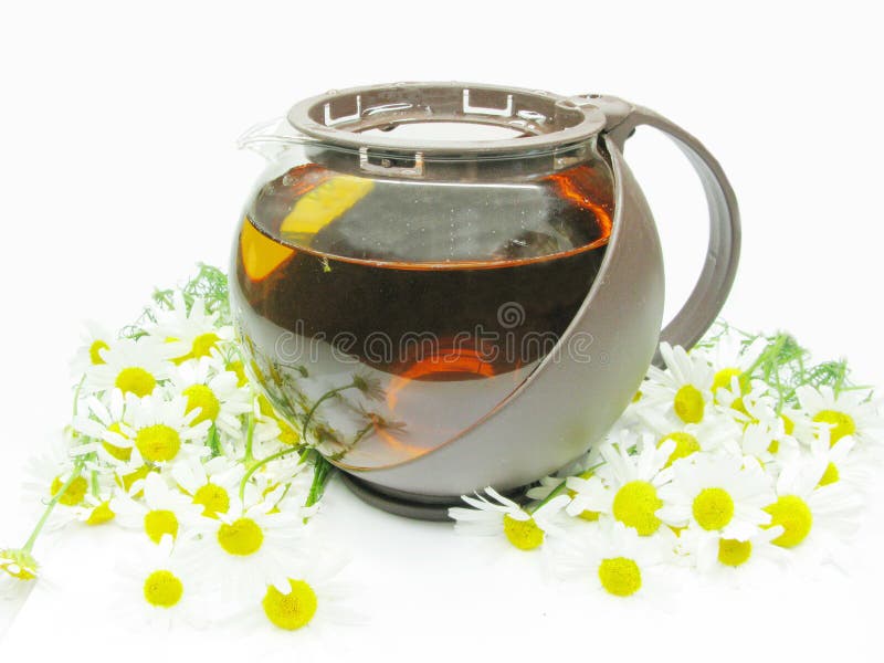 Herbal Tea with Daisy Flowers Stock Image - Image of kettle, herb: 16102787