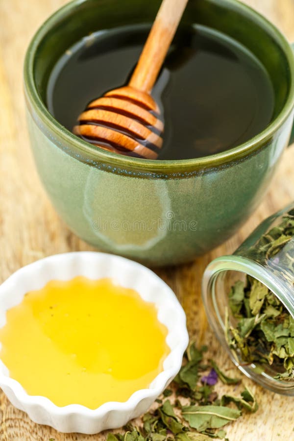Herbal Tea with Honey and a Wooden Stick Stock Image - Image of ...