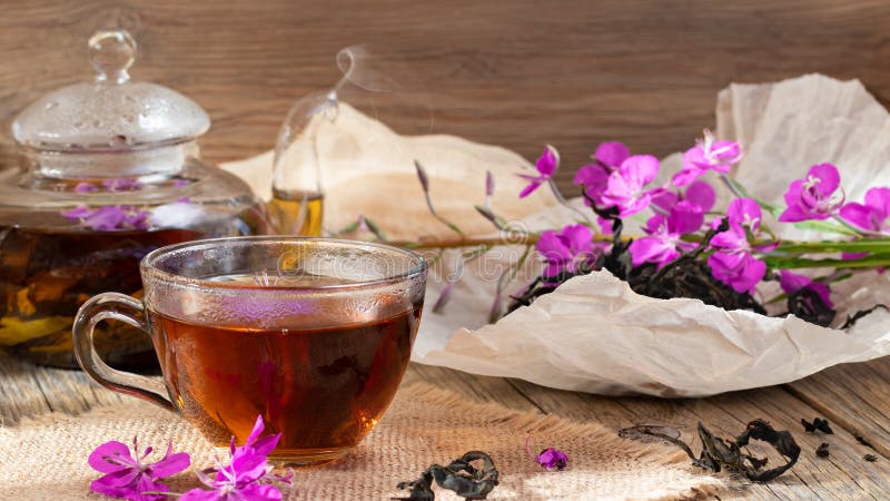 Herbal Tea Made from Fireweed Known As Blooming Sally in Teapot and Cup ...