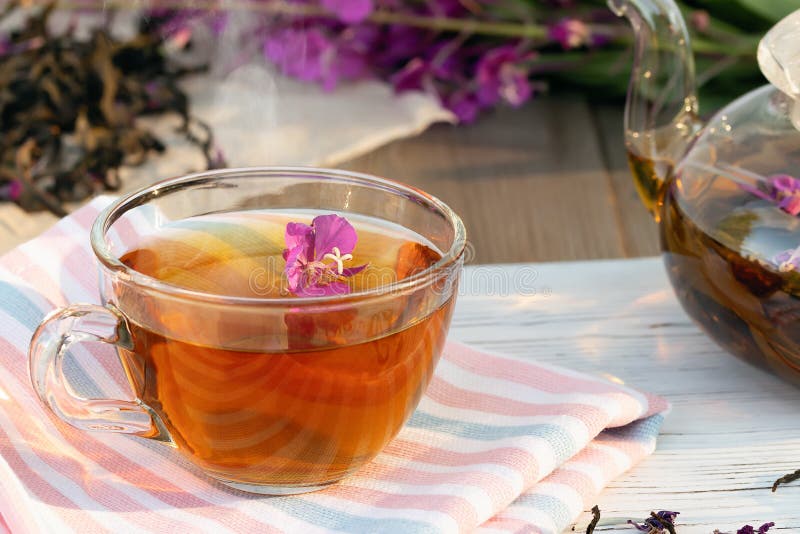 Herbal Tea Made from Fireweed Known As Blooming Sally in Teapot and Cup ...
