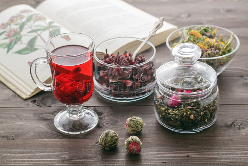 Herbal Tea with Mallow Flowers Stock Image - Image of alternative ...