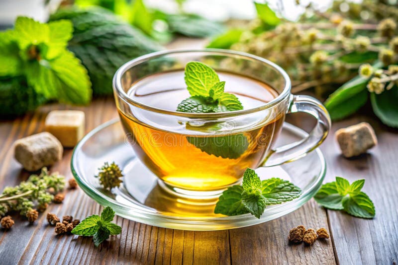 Herbal Tea, Mint Tea, Herbal Medicine Concept Stock Illustration ...