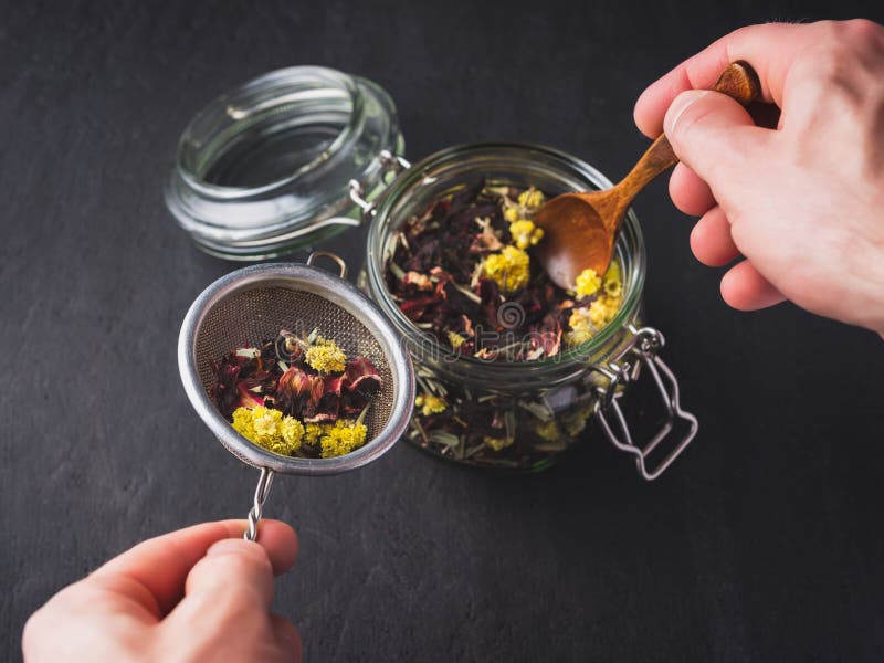 Herbal Tea. Portion of Tea, Preparation for Brewing Stock Image - Image ...