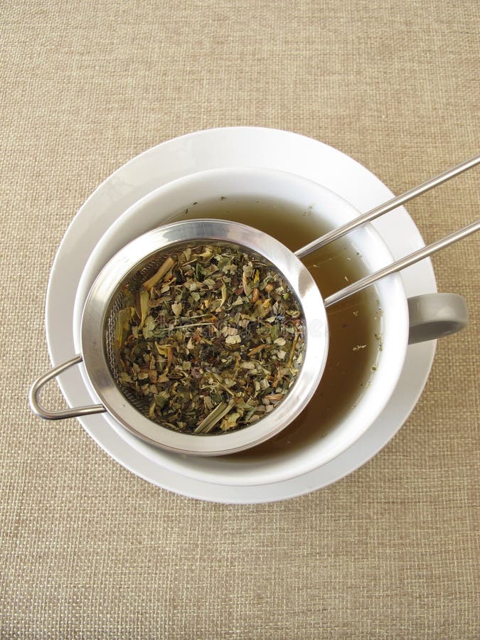Herbal tea in tea strainer stock image. Image of naturopathy - 51025337
