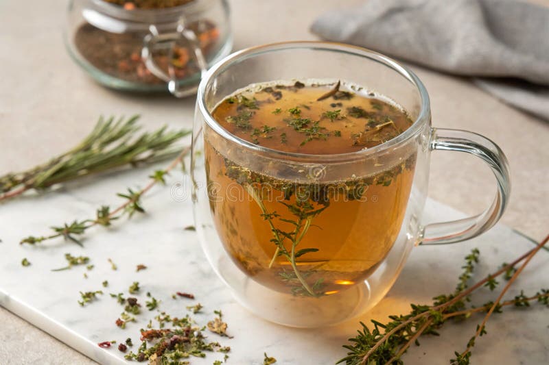 Herbal Tea in a Transparent Double-walled Mug Stock Illustration ...