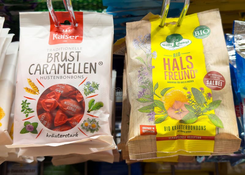 Herbal Throat Cough Lozenges Colorful Packaging Display Stock Photos ...