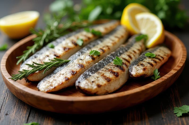 Herbed Grilled Sardines in Lemony Tanginess Stock Illustration ...