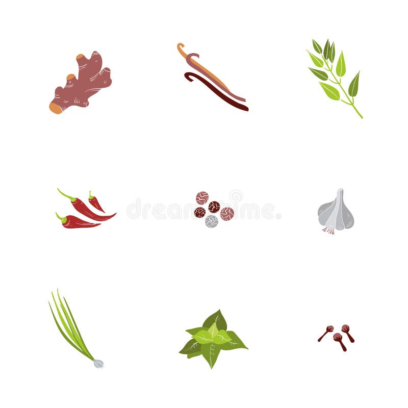 Herbs and Spices Icons Cartoon Vector Stock Vector - Illustration of ...