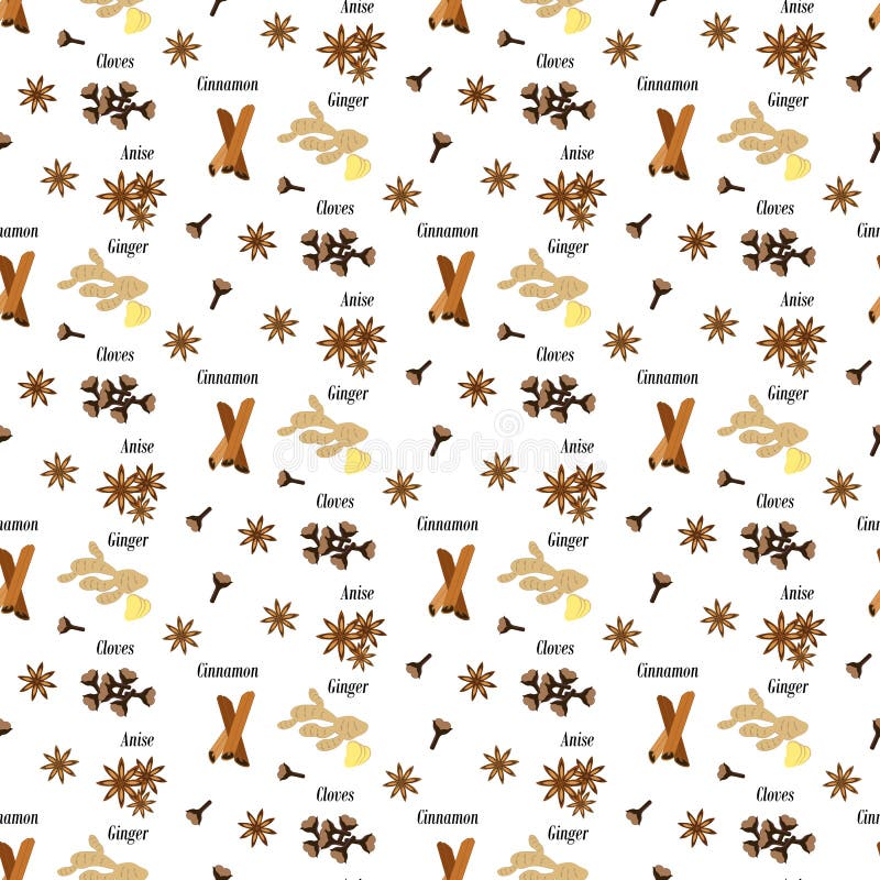 Herbs and Spices Seamless Pattern Stock Vector - Illustration of vector ...