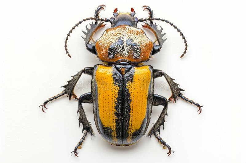 The Hercules Beetle is Presented in Full Splendor, Its Golden Shell and ...