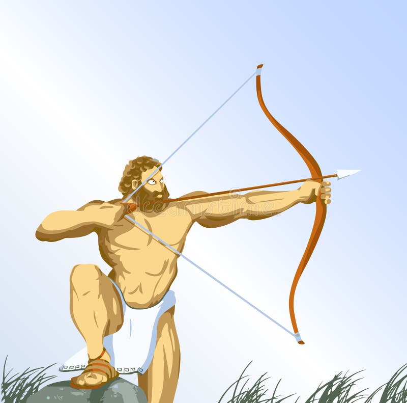 Hercules with bow stock vector. Illustration of vector - 10185521