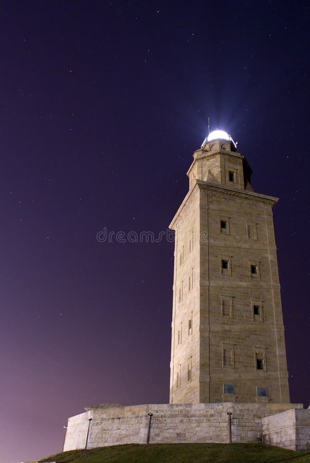 Hercules Lighthouse stock image. Image of dark, misty - 22844485