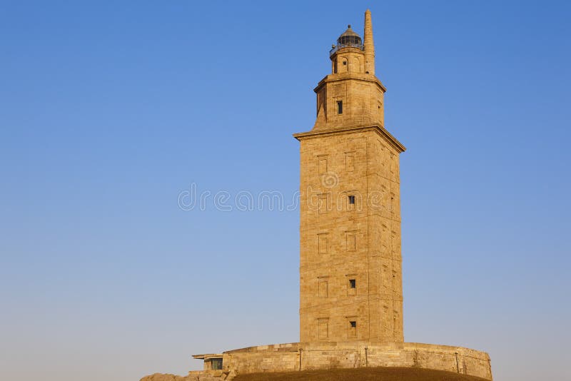 Hercules Tower Lighthouse in a Coruna at Sunset, Spain Stock Image ...
