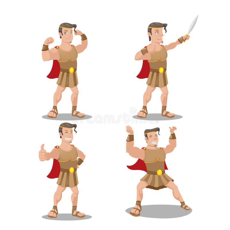 Hercures God Hero Cartoon Character Vector Stock Illustration ...