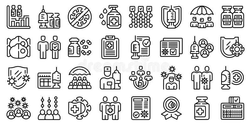 Herd Immunity Icons Set Outline Vector. Disease Control Stock Vector ...