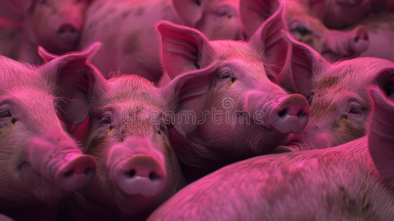 A Herd of Inquisitive Pigs.AI Generated Image Stock Photo - Image of ...