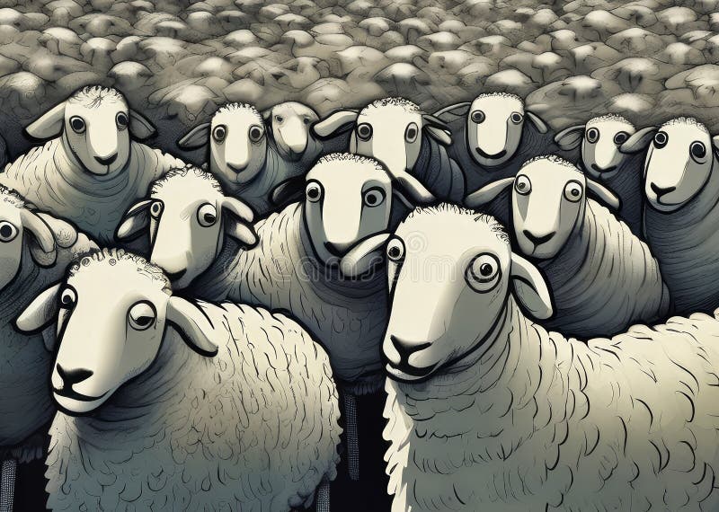 Herd of sheep cartoon stock illustration. Illustration of character ...