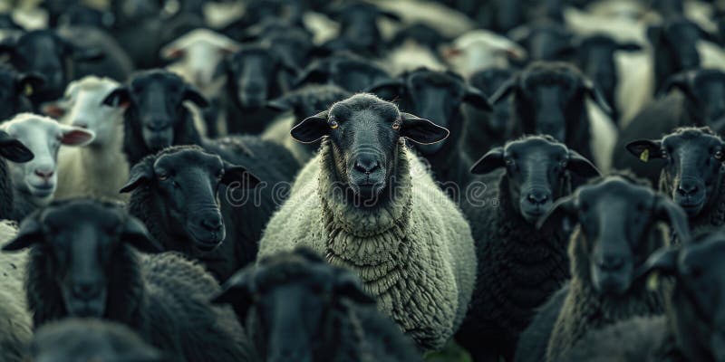 A Herd of Sheep are Standing in a Field Stock Image - Image of pasture ...